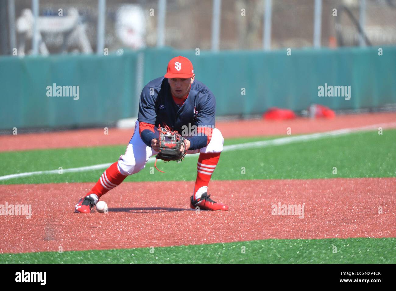 St. John's University Redstorm infielder John Valente (9) during game ...