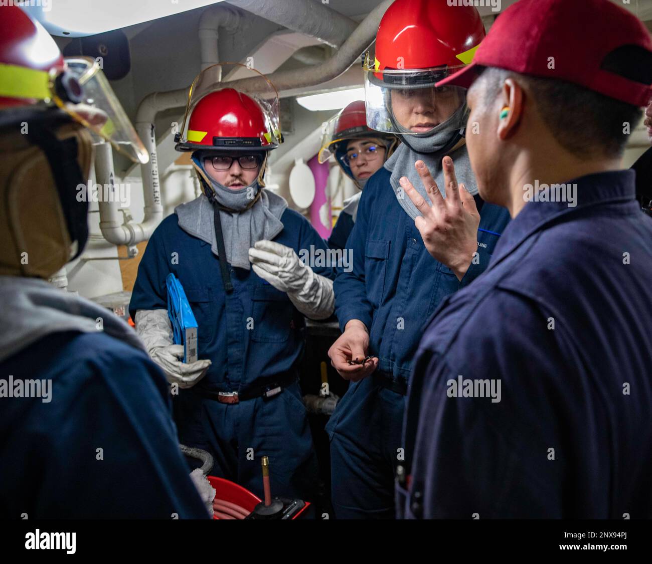 230117-N-UI066-1128 ADRIATIC SEA (Jan. 17, 2023) Sailors assigned to the Nimitz-class aircraft ...