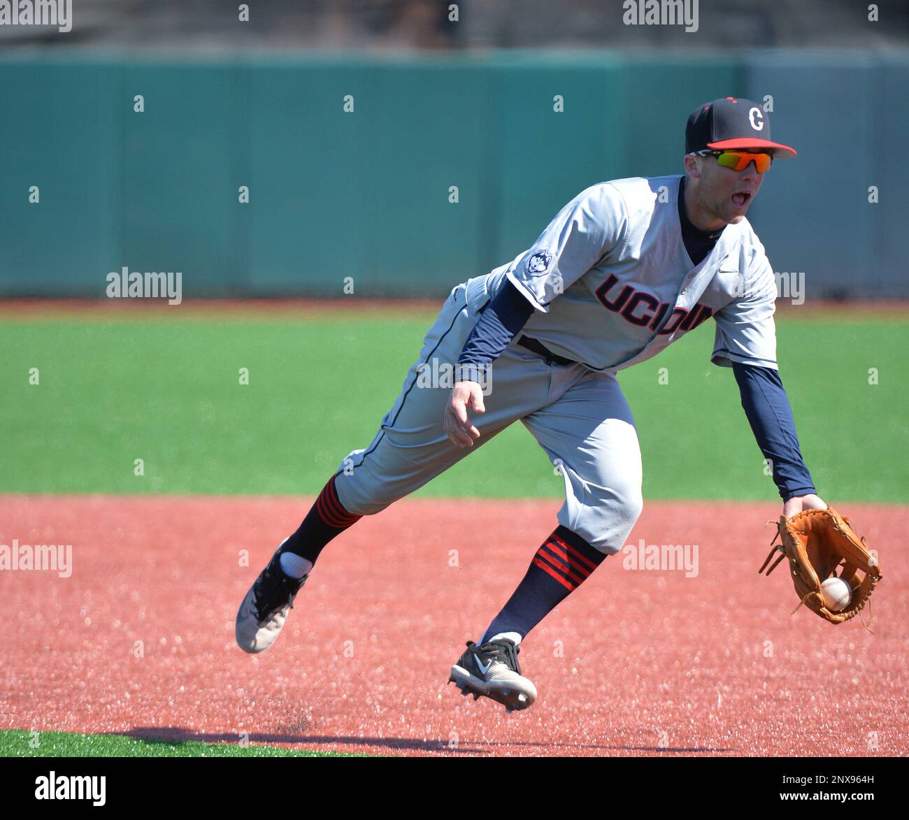 University of Connecticut Huskies infielder Michael Woodworth (8 ...