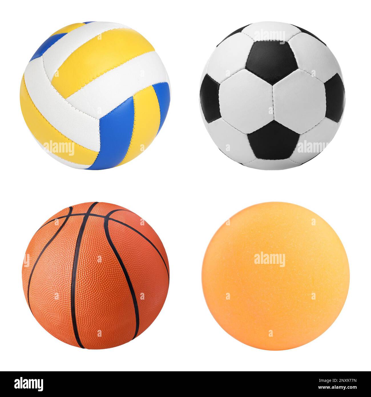 Set with different sport balls on white background Stock Photo - Alamy