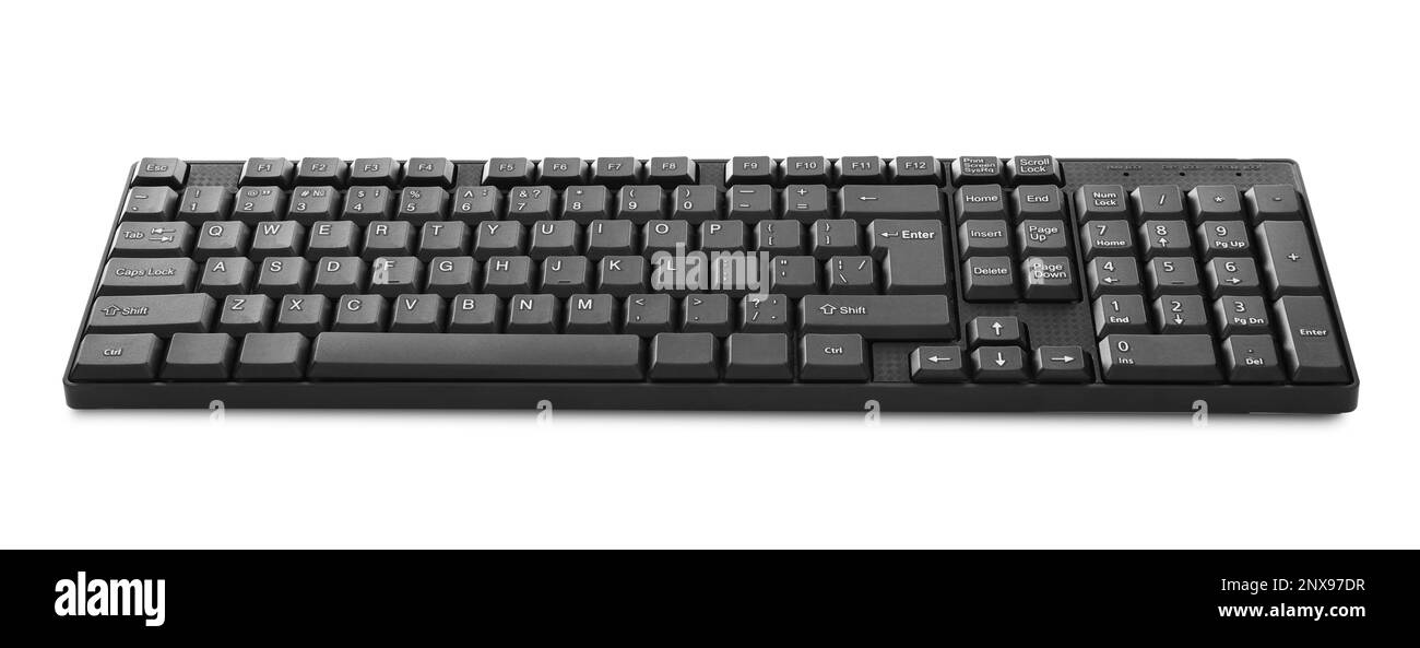 Modern black computer keyboard isolated on white Stock Photo - Alamy