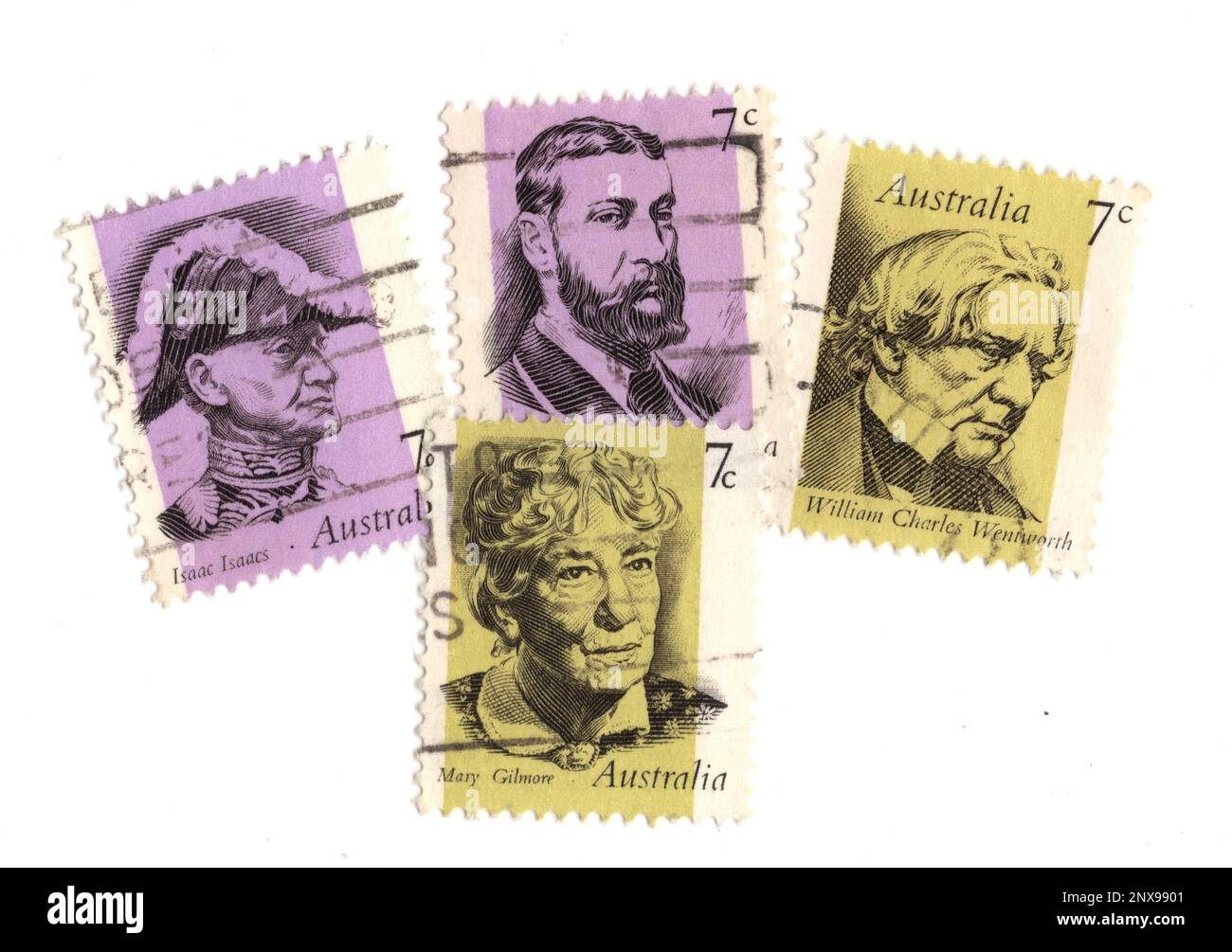 Vintage postage stamps from Australia isolated on a white background ...