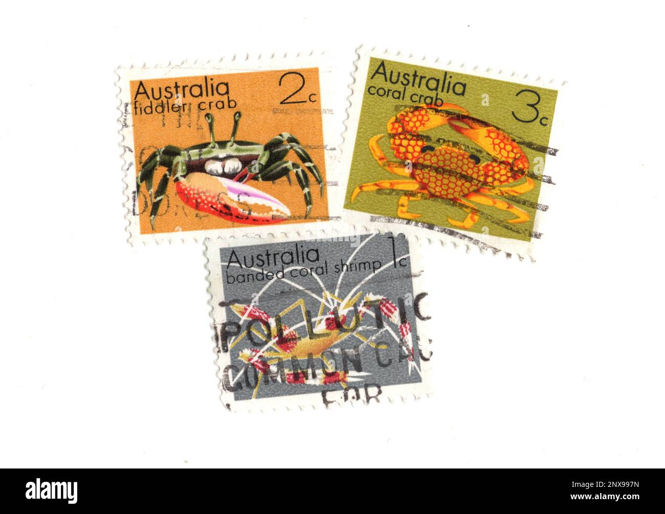 Vintage postage stamps from Australia isolated on a white background ...