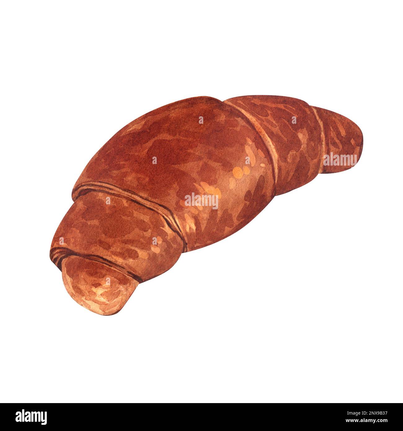 Traditional french croissant, isolated on white background. Watercolor ...
