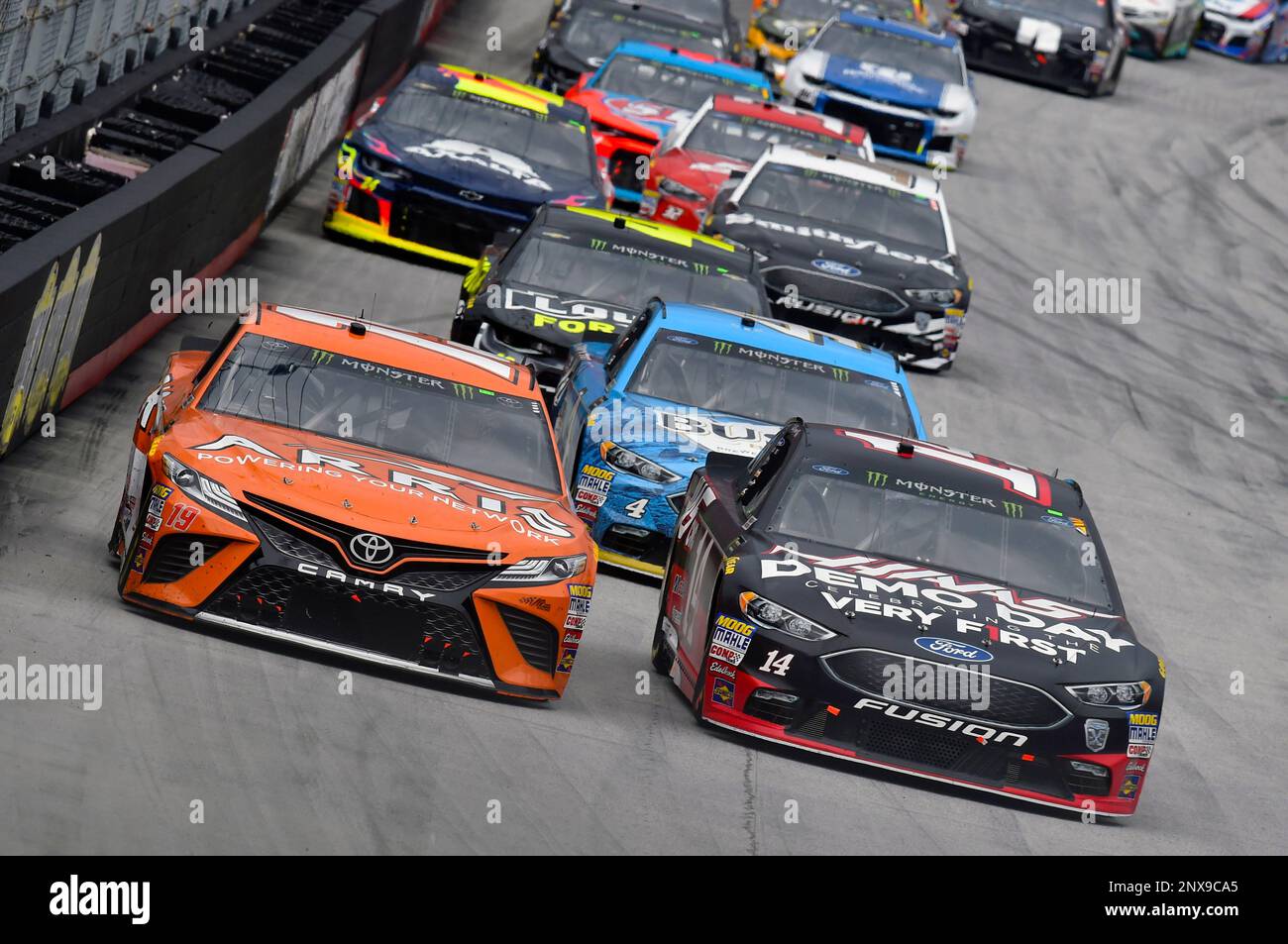 Daniel Suarez (19) and Clint Bowyer (14) during the NASCAR Monster ...