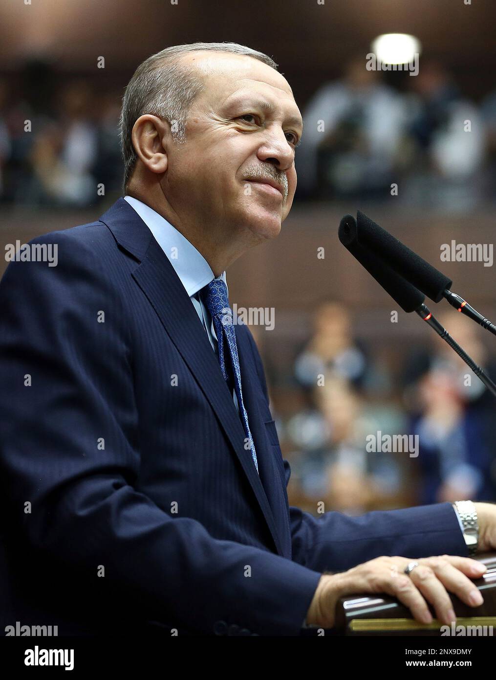Turkey's President Recep Tayyip Erdogan, delivers a speech at his ...