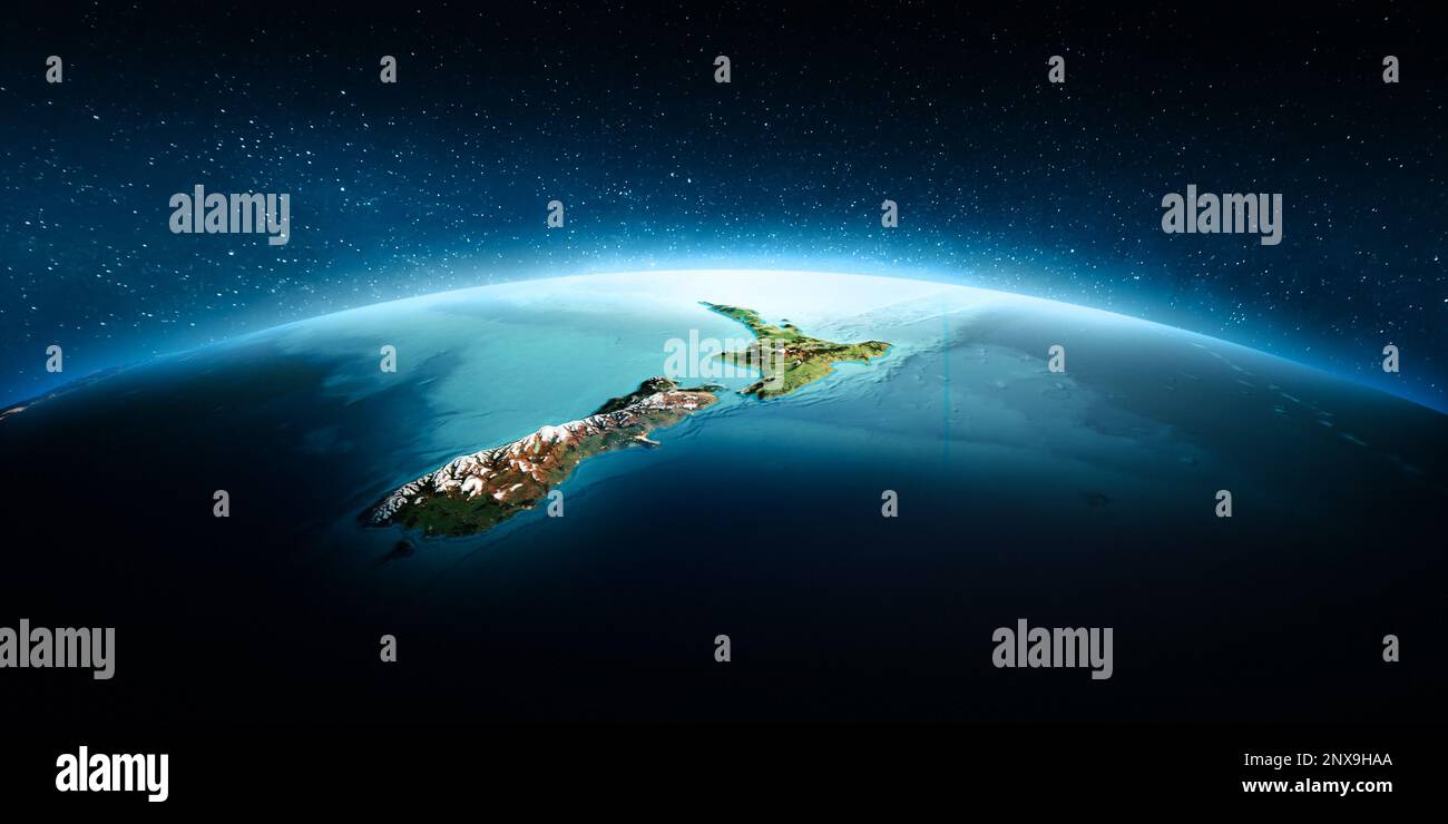 New Zealand night map Stock Photo - Alamy