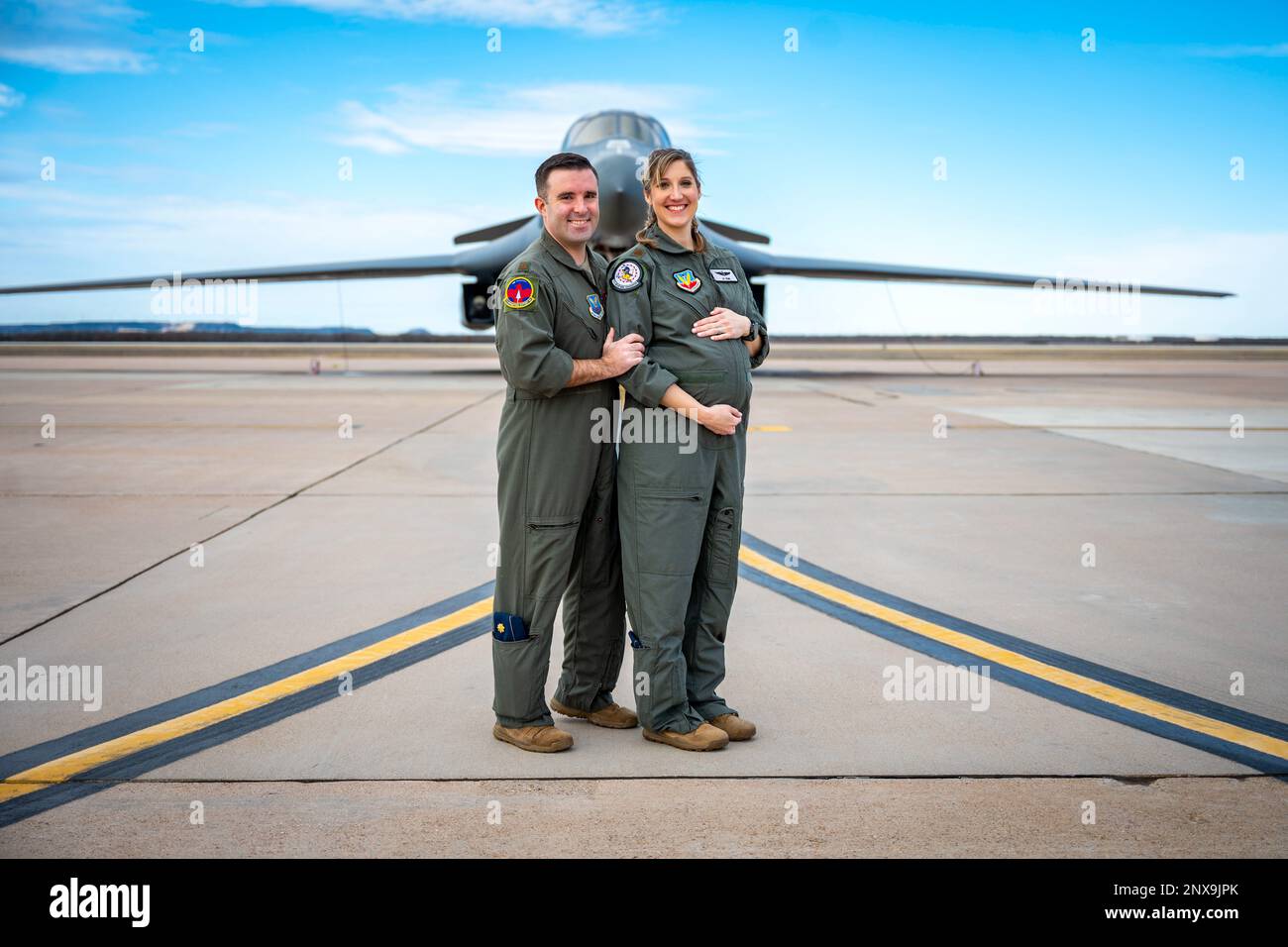 U.S. Air Force Maj. Lauren Olme, 77th Weapons Squadron assistant director of operations, and her ...
