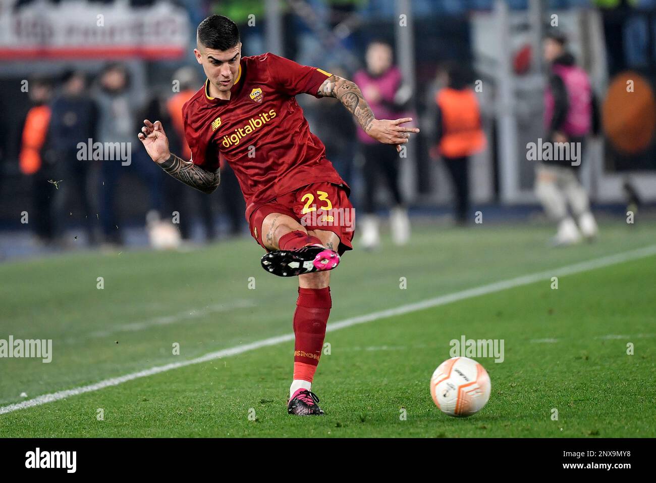 Gianluca Mancini of AS Roma in action during the Europa League football ...