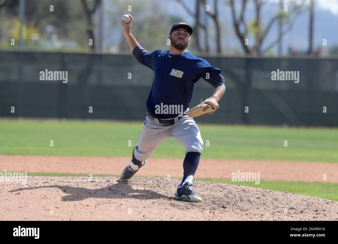 Cal State Monterey Bay Otters pitcher Alex Van Es delivers a pitch ...