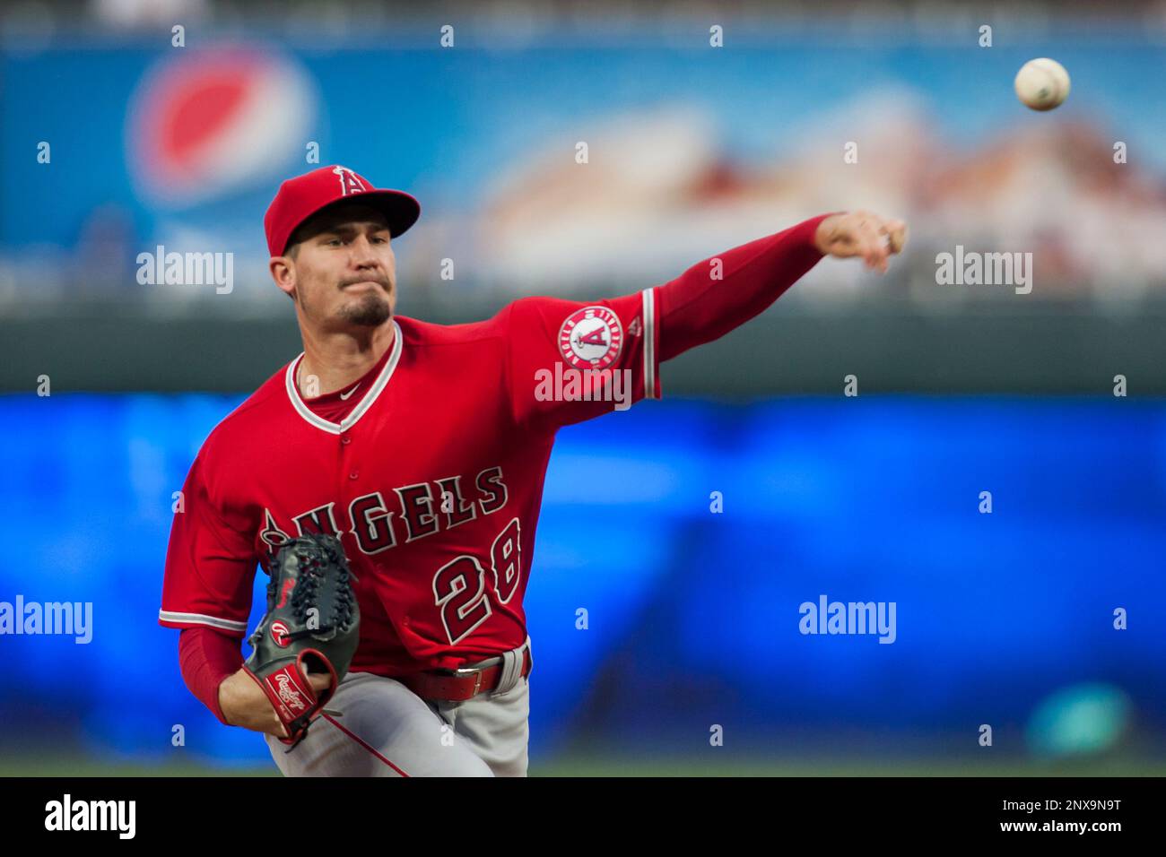 KANSAS CITY, MO - APRIL 13: Los Angeles Angels Pitcher Andrew Heaney ...