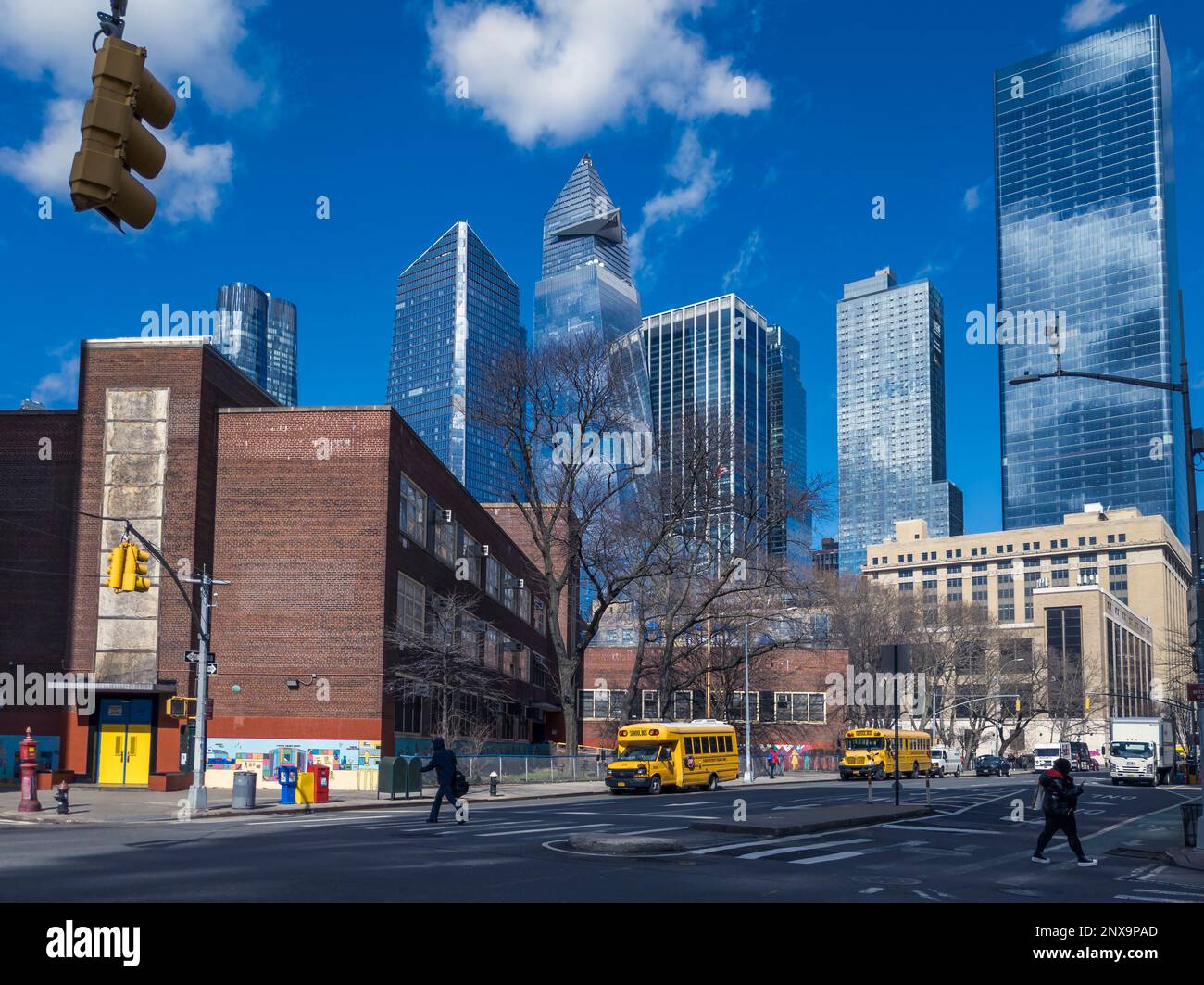 Hudson Yards development in New York on a cold winter day, seen from ...