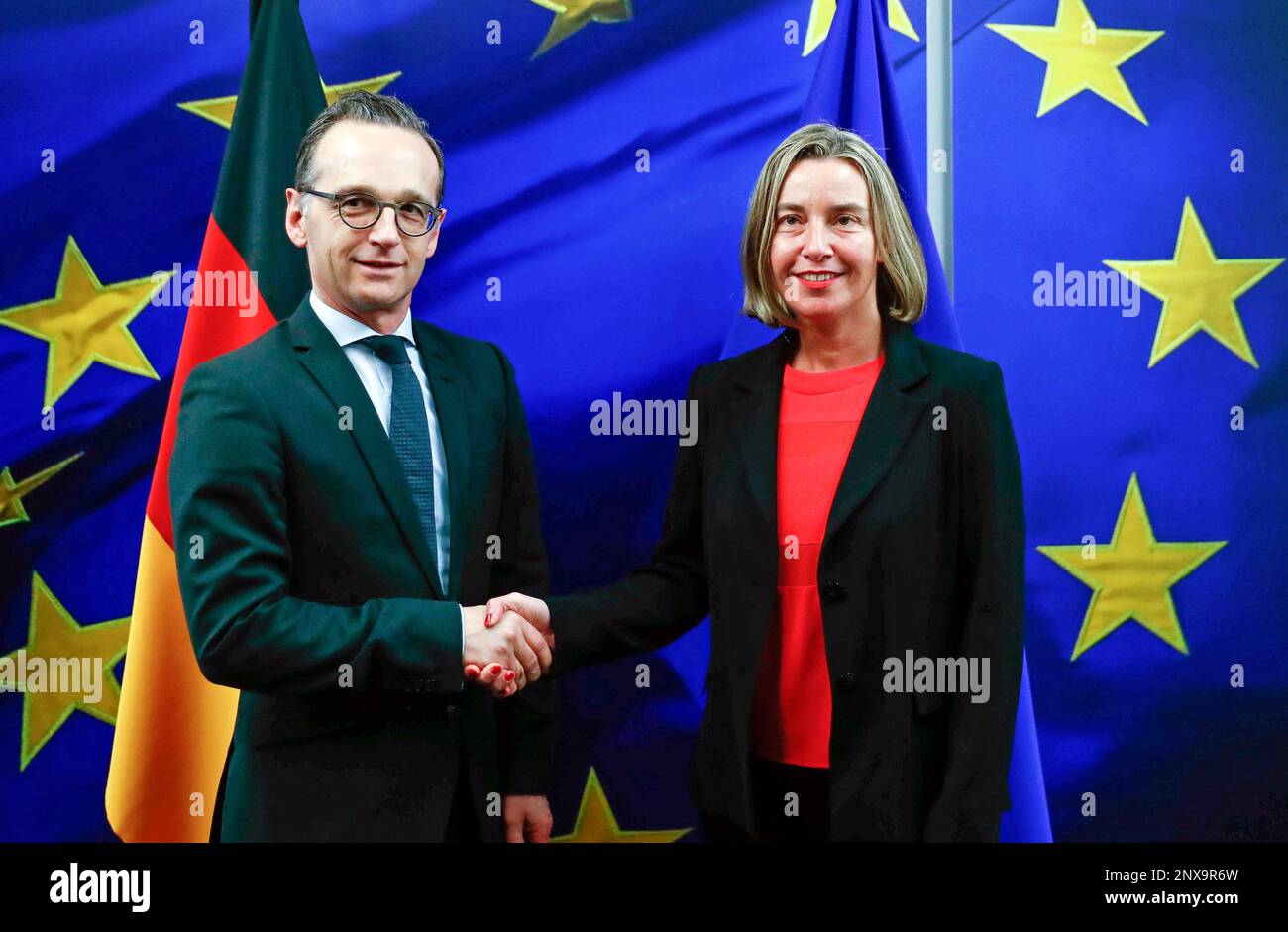 European Union foreign policy chief Federica Mogherini, right, greets ...