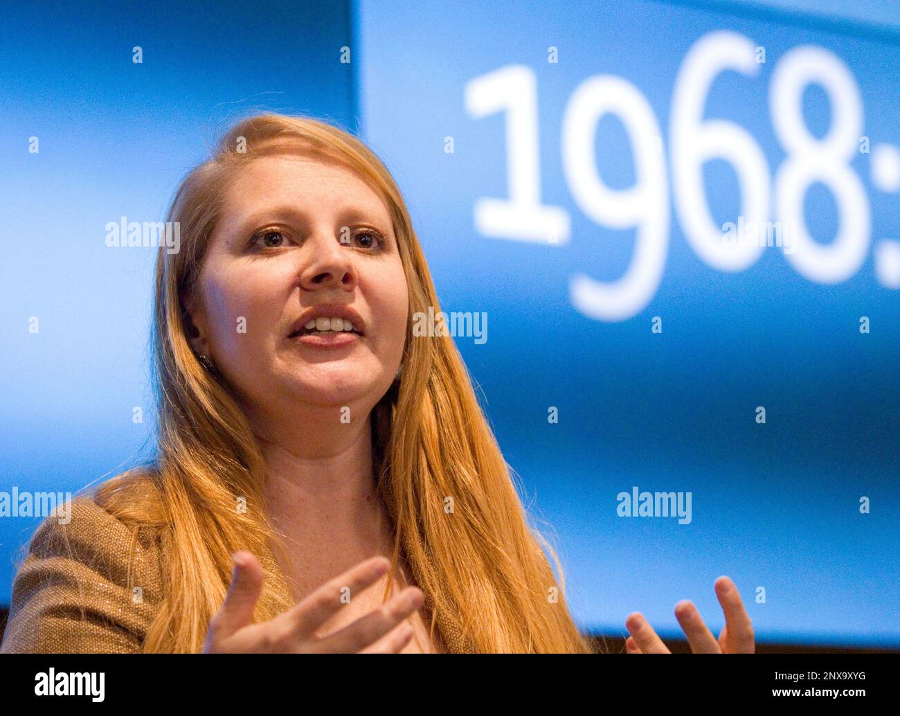 In a Thursday, March 29, 2018 photo, Rebecca Scofield lectures about ...