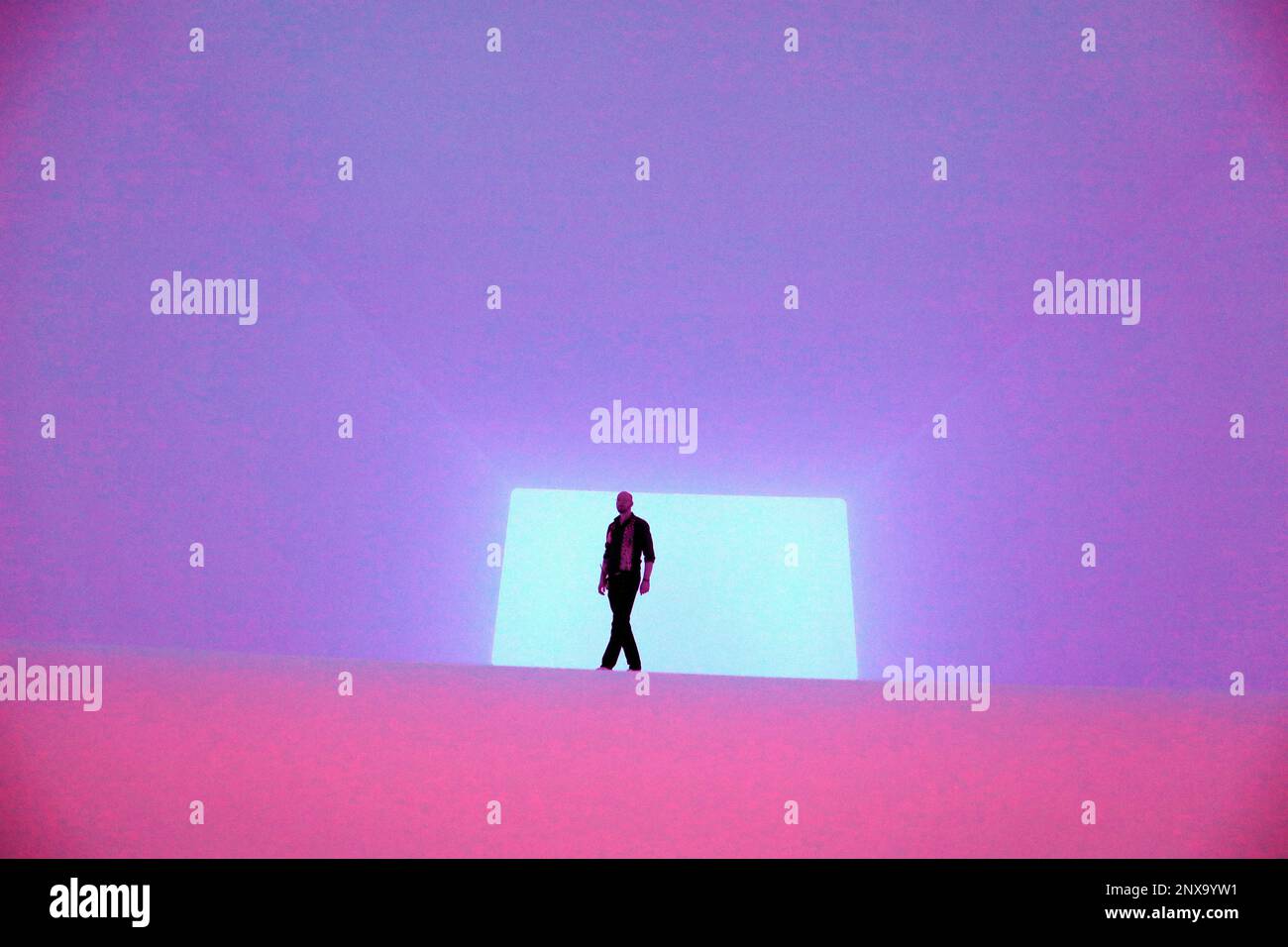 A man walks through the installation 'Aural' by James Turell in the ...