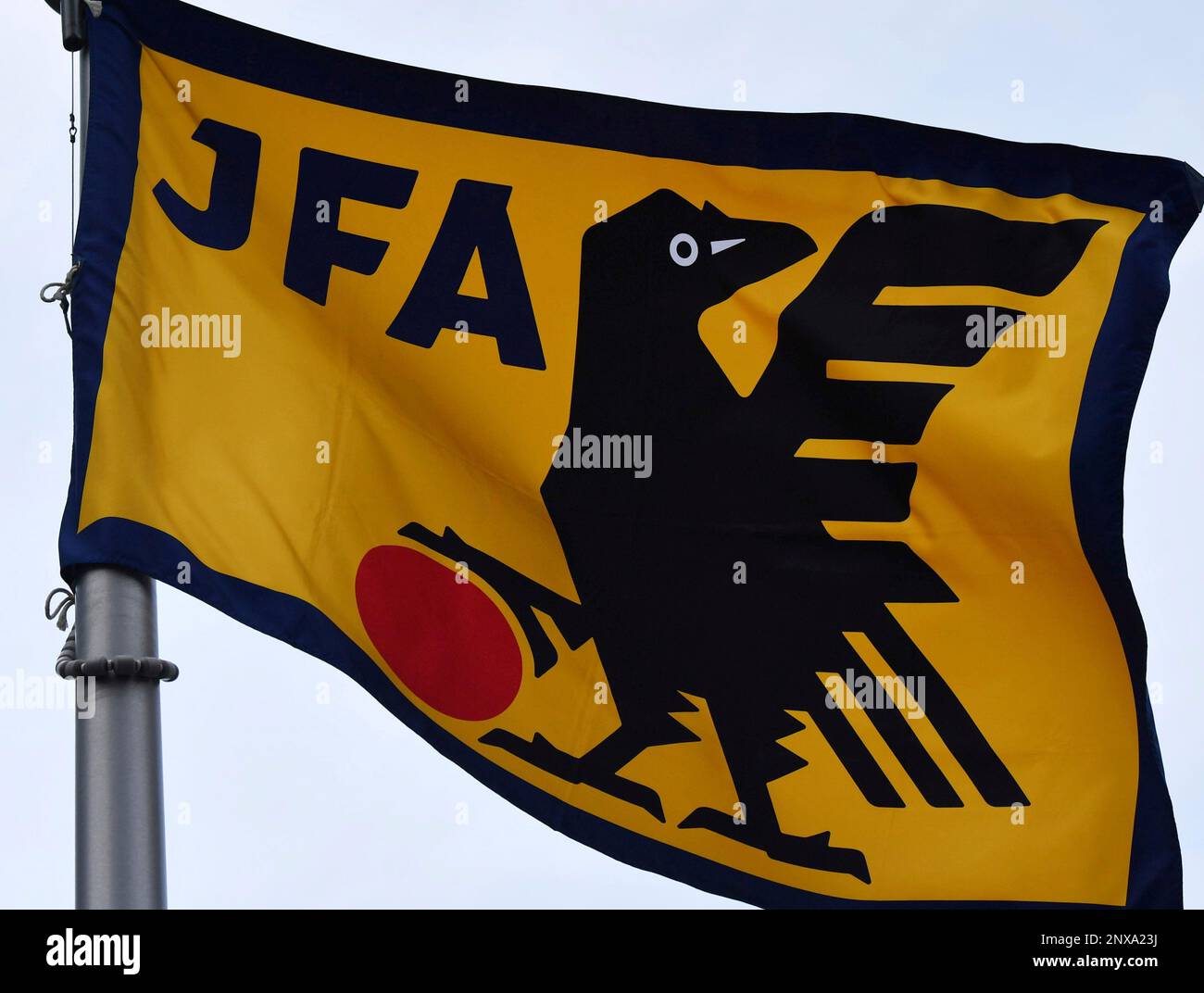 A picture taken on April 9, 2018 shows fllatering flag of JFA at JFA ...