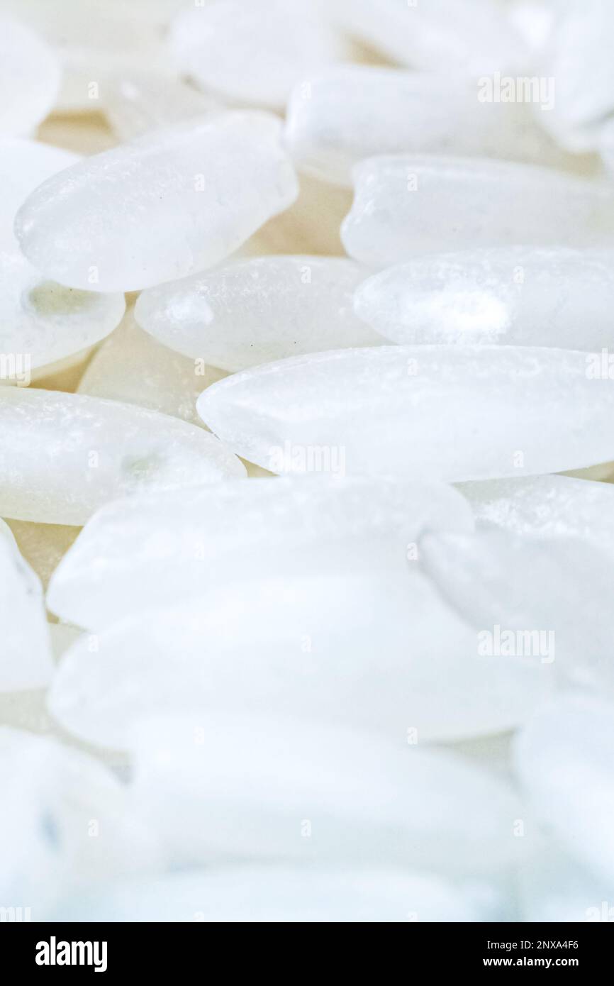 White rice grains closeup, background and texture, macro photo Stock ...