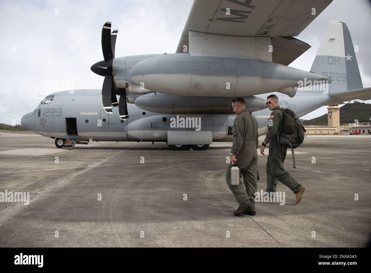 U.S. Marine Corps Lt. Col. Andrew Myers, left, commanding officer ...