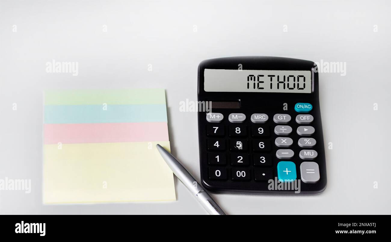The word method written on the display of the calculator, next to the ...