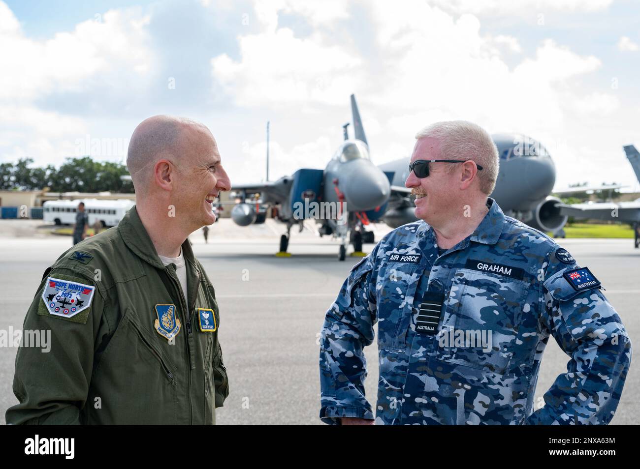 U.S. Air Force Colonel Jared Paslay, U.S. Exercise Director, and Royal ...