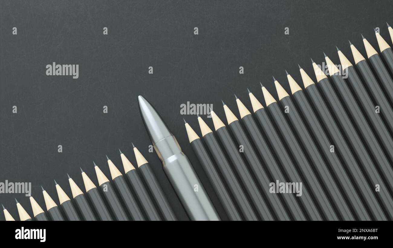 pen and bullet metaphor Stock Photo - Alamy