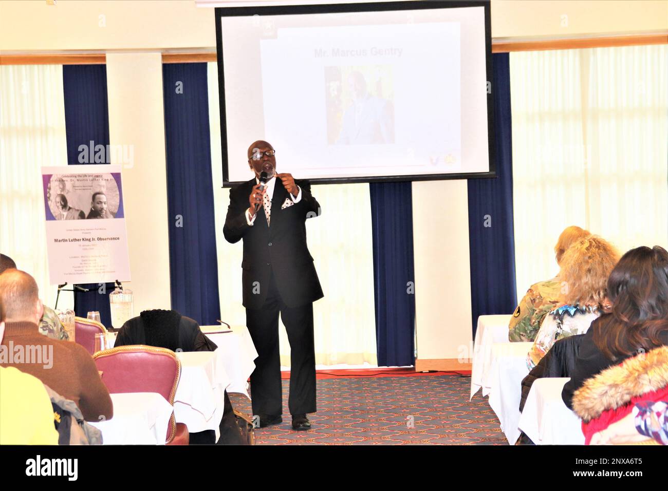 Guest speaker Marcus Gentry gives his presentation about Martin Luther ...