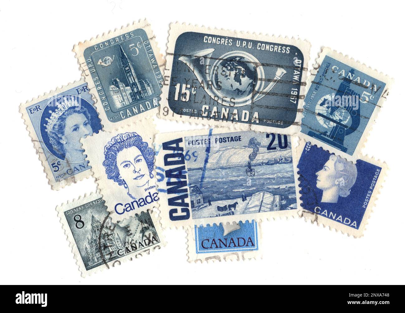 Vintage postage stamps from Canada isolated on a white background Stock ...