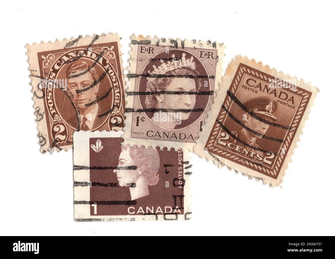 Vintage postage stamps from Canada isolated on a white background Stock ...