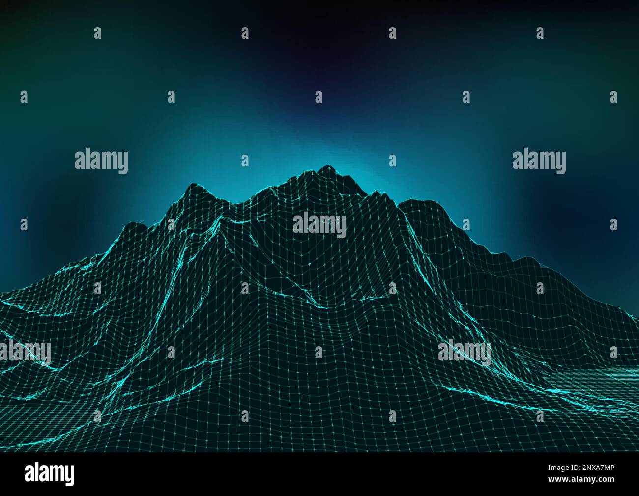 Retro themed background with an abstract wireframe landscape Stock ...