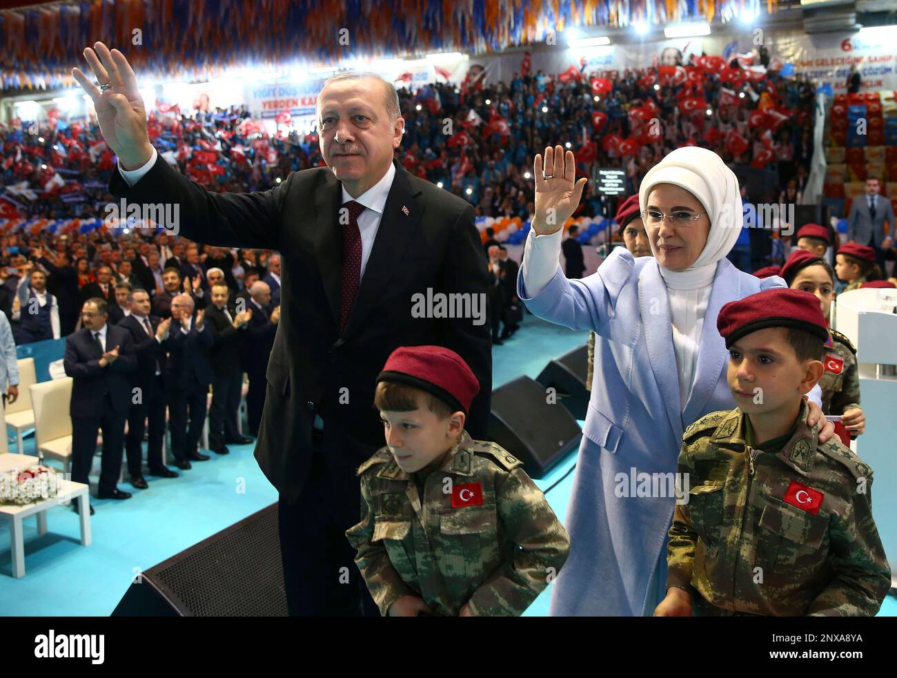 Turkey's President Recep Tayyip Erdogan and his wife Emine Erdogan ...