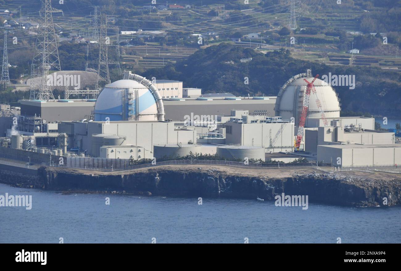 An aerial photo shows Genkai Nuclear Power Plant at Genkai Town, Saga ...