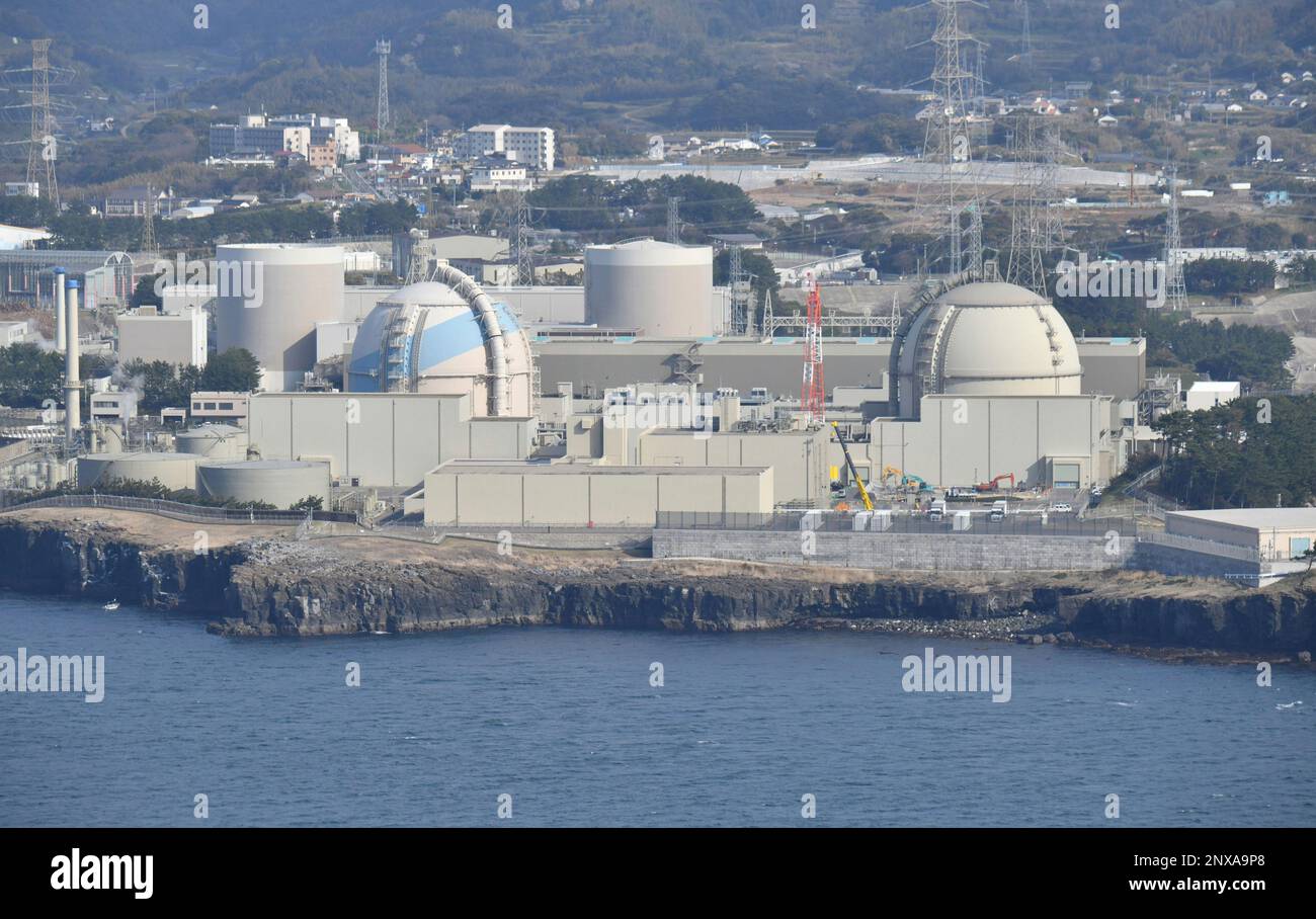 An aerial photo shows Genkai Nuclear Power Plant at Genkai Town, Saga ...