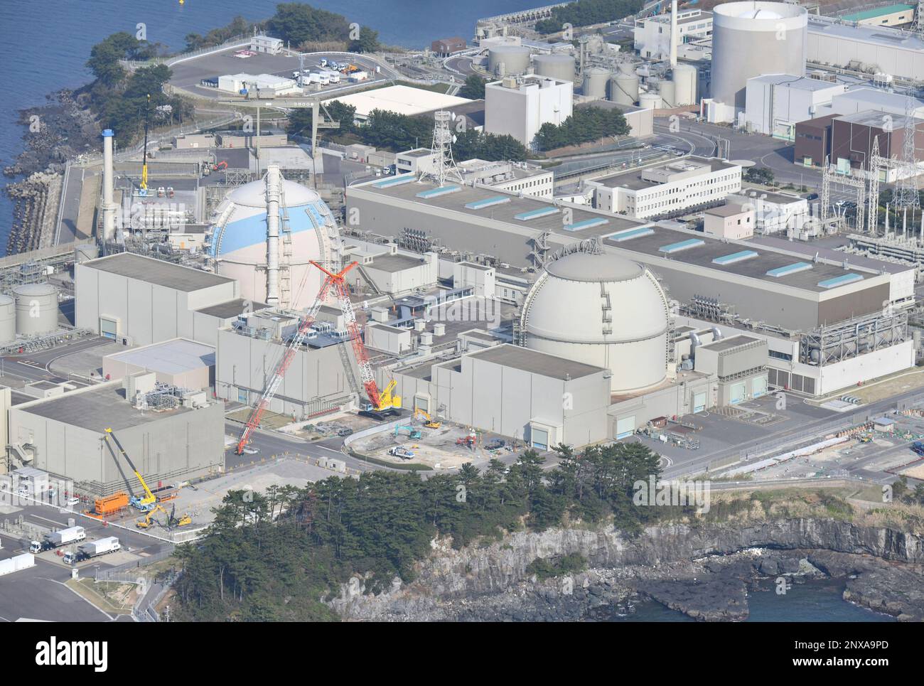 An aerial photo shows Genkai Nuclear Power Plant at Genkai Town, Saga ...