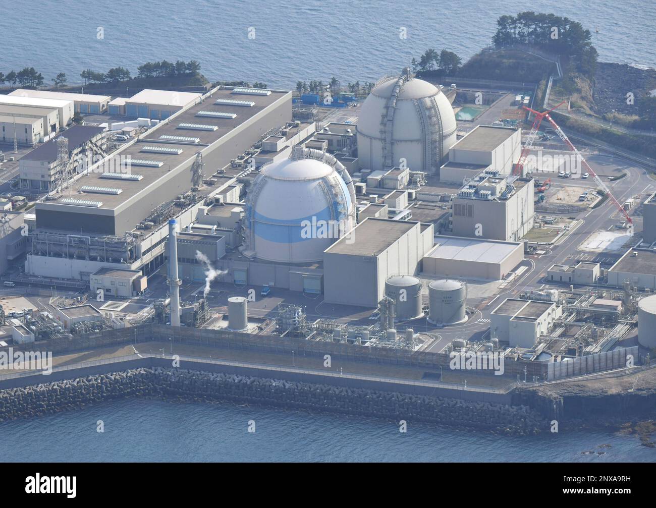 An aerial photo shows Genkai Nuclear Power Plant at Genkai Town, Saga ...