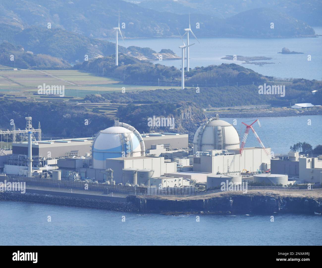 An aerial photo shows Genkai Nuclear Power Plant at Genkai Town, Saga ...