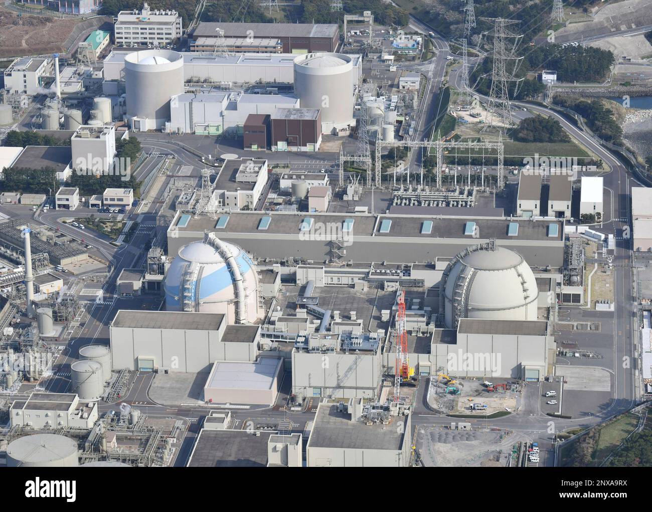 An aerial photo shows Genkai Nuclear Power Plant at Genkai Town, Saga ...