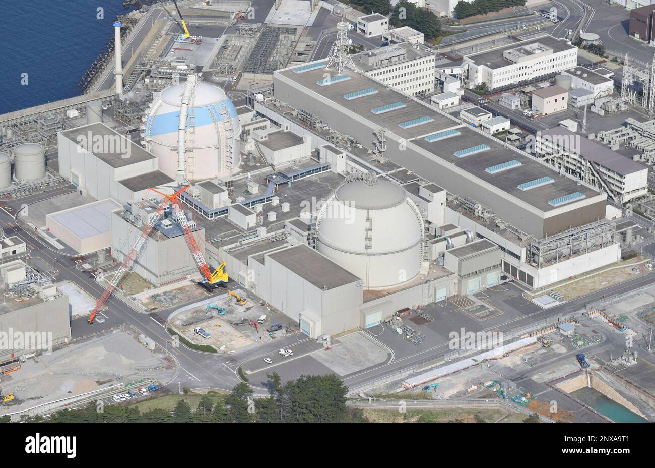 An aerial photo shows Genkai Nuclear Power Plant at Genkai Town, Saga ...