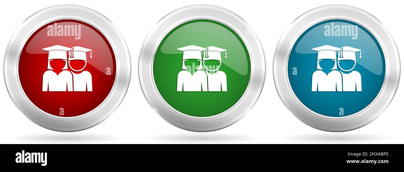 Education, educate, graduate, female and male students vector icon set ...