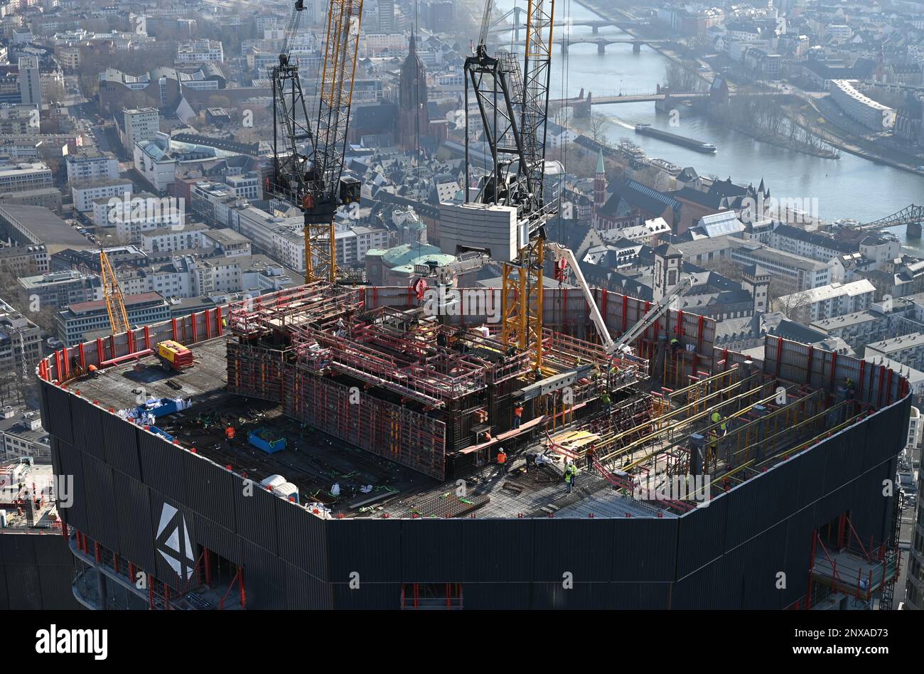 01 March 2023, Hesse, Frankfurt/Main: Construction work is taking place ...