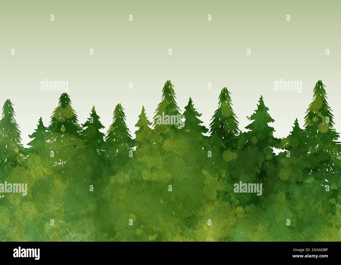 hand painted watercolour tree landscape nature design Stock Vector ...
