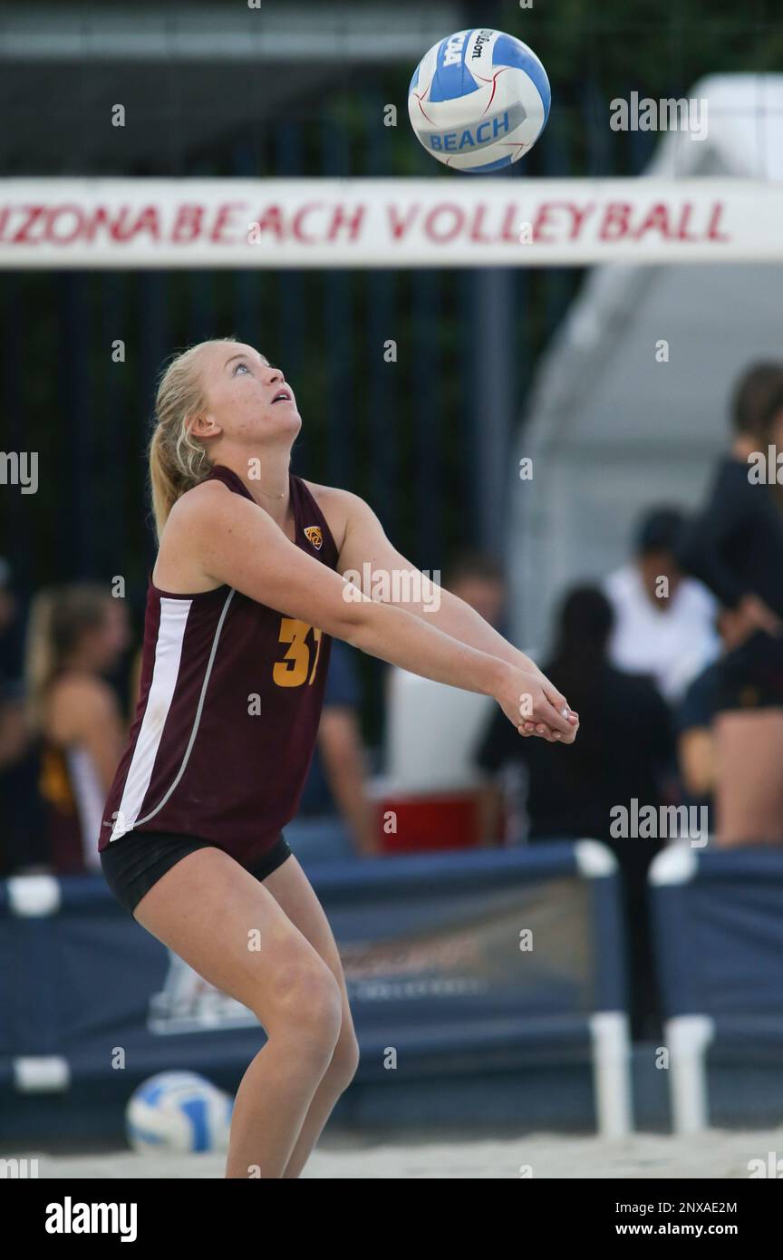 TUCSON, AZ - APRIL 06: Arizona State Sun Devils Cierra Flood (31) hits ...