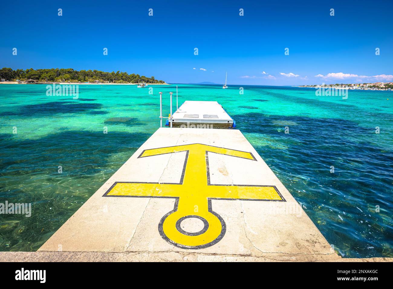 Turquoise waterfront sea airplanes dock view, Dalmatia region of ...