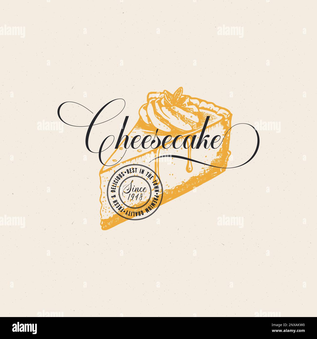 Hand-cooked Bakery Cheesecake Abstract Sign, Symbol or Logo Template ...