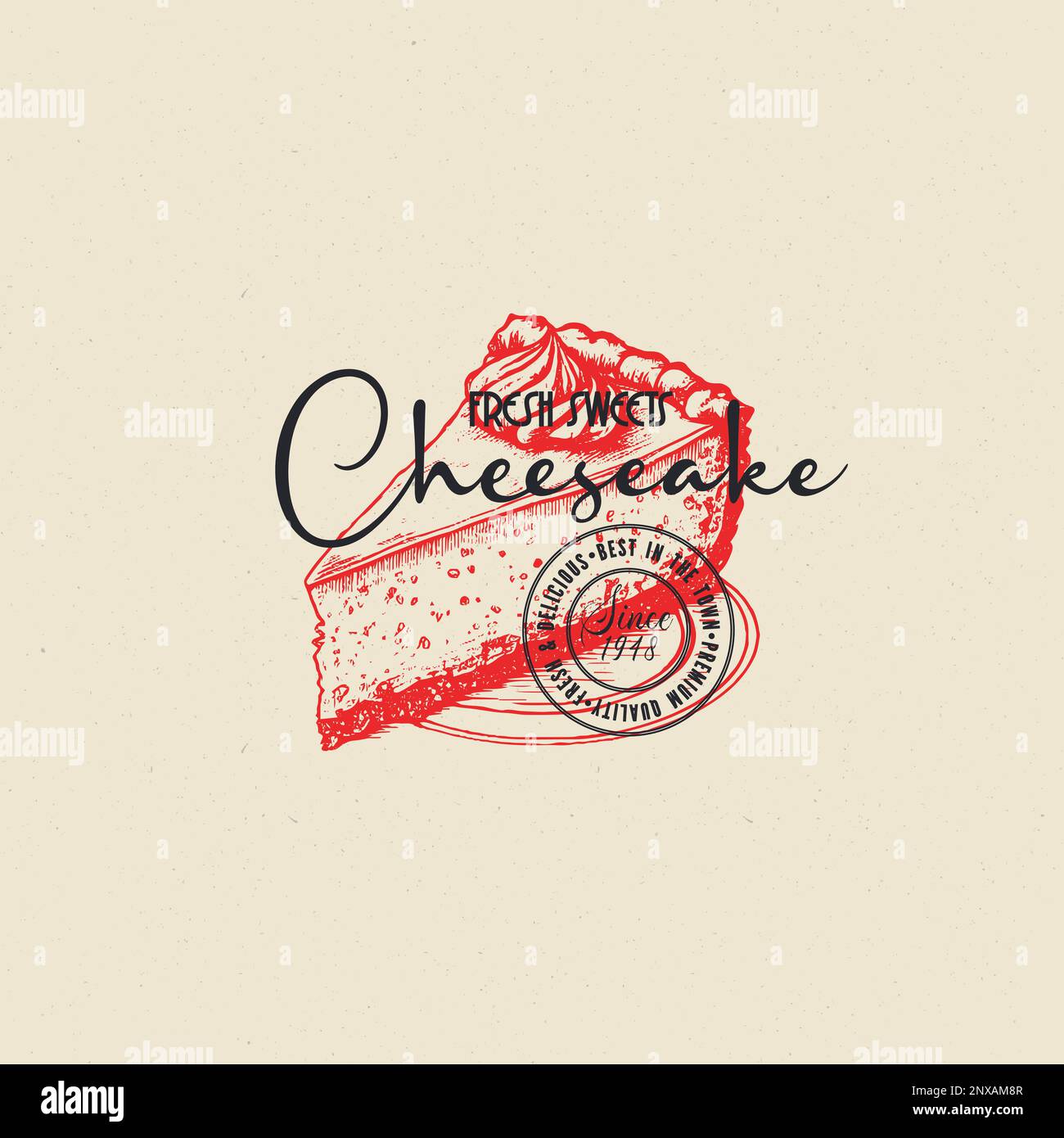Hand-cooked Bakery Cheesecake Abstract Sign, Symbol or Logo Template ...