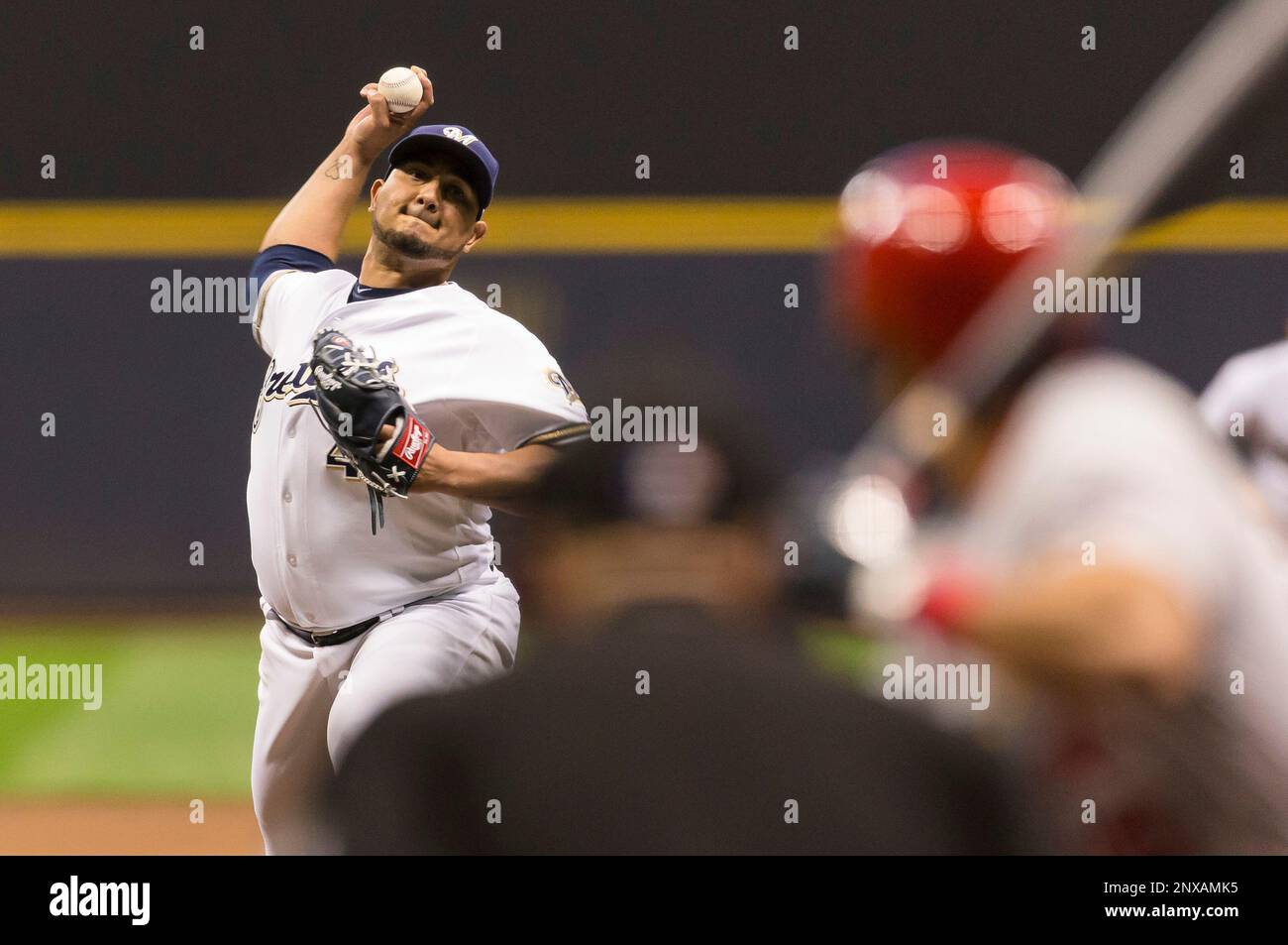 April 4, 2018: Milwaukee Brewers starting pitcher Jhoulys Chacin #45 ...
