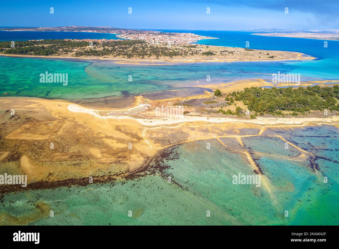 Island of Vir archipelago aerial panoramic view, Dalmatia region of ...