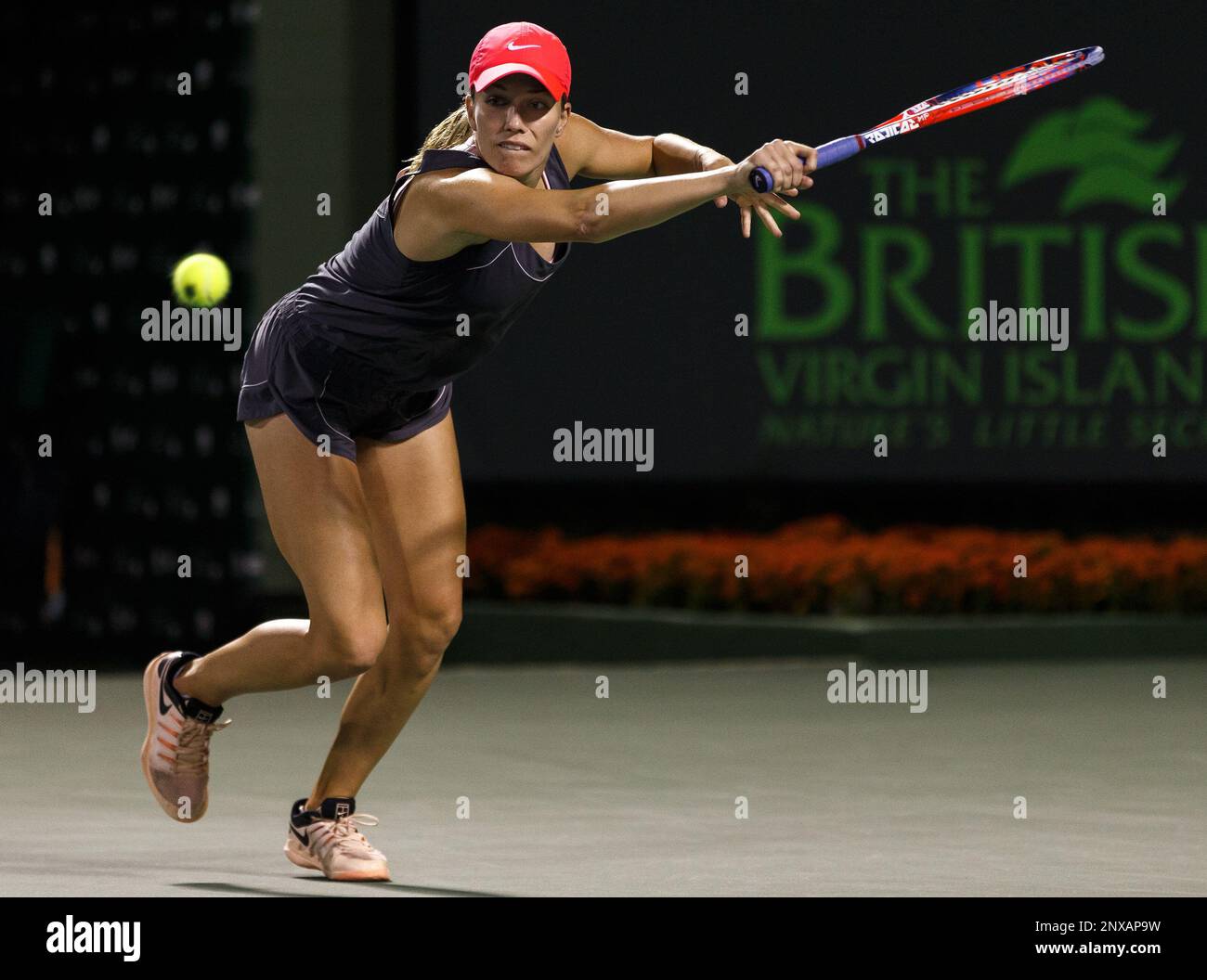 March 29, 2018: Danielle Collins of the United States plays a backhand ...