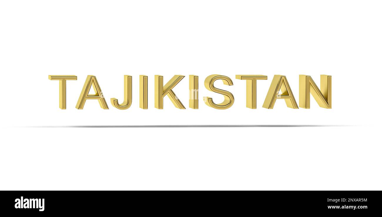 Golden 3D country inscription isolated on white background - 3D render ...