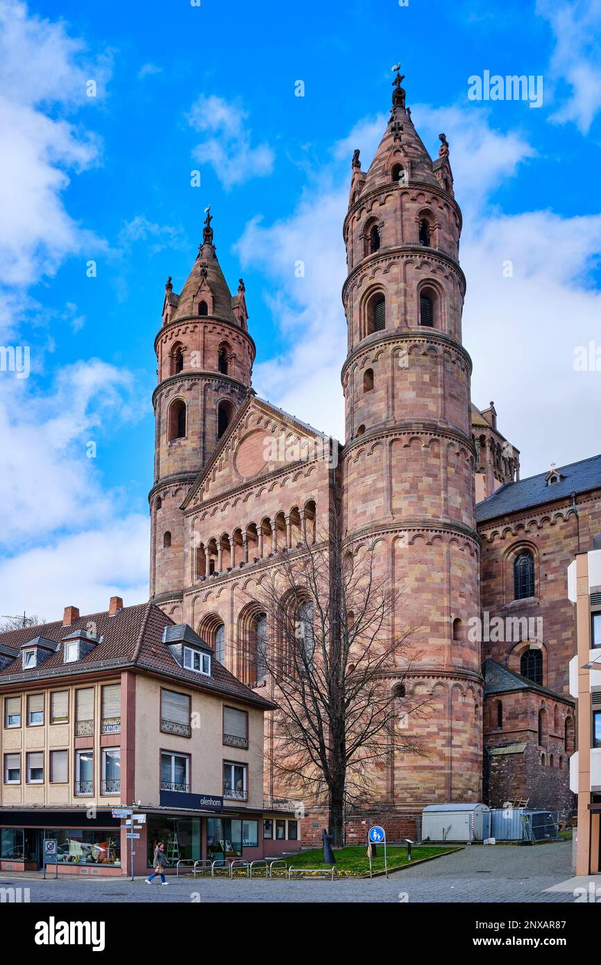 The Imperial Cathedral of St. Peter in the city of Worms, Rhineland ...