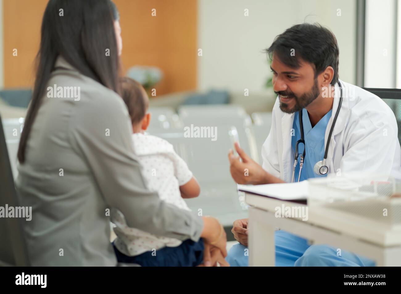A kind doctor who treats pediatric patients. The child and his family ...